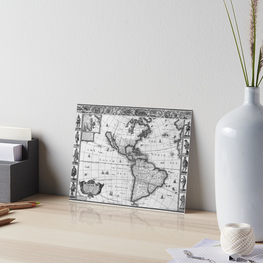 Lámina rígida «el mapa historico de las americas | blanco y negro ...