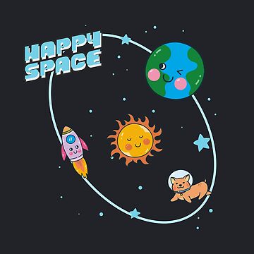 "Happy space kawaii space doodle" Sticker for Sale by deluxis | Redbubble
