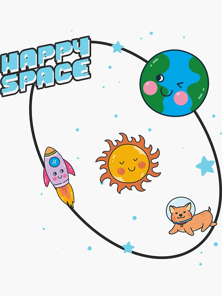 "Happy space kawaii space doodle" Sticker for Sale by deluxis | Redbubble