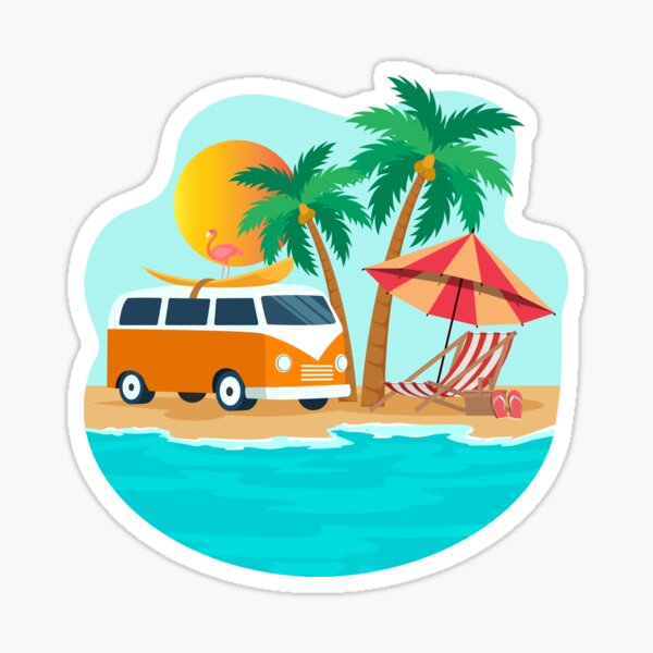 "Beach And Land Cute Sticker" Sticker by Desisme | Redbubble
