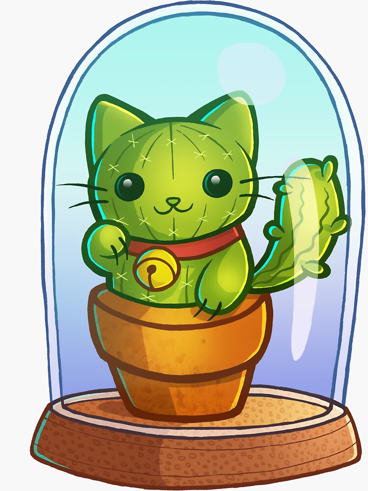 "Cat-tus can be cute in glass" Sticker for Sale by RemcoBakker | Redbubble