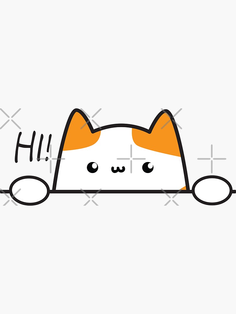 "Cat Say Hi!" Sticker by Redribbon88 | Redbubble
