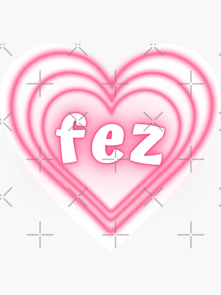 "fez neon heart" Sticker by little-axii | Redbubble