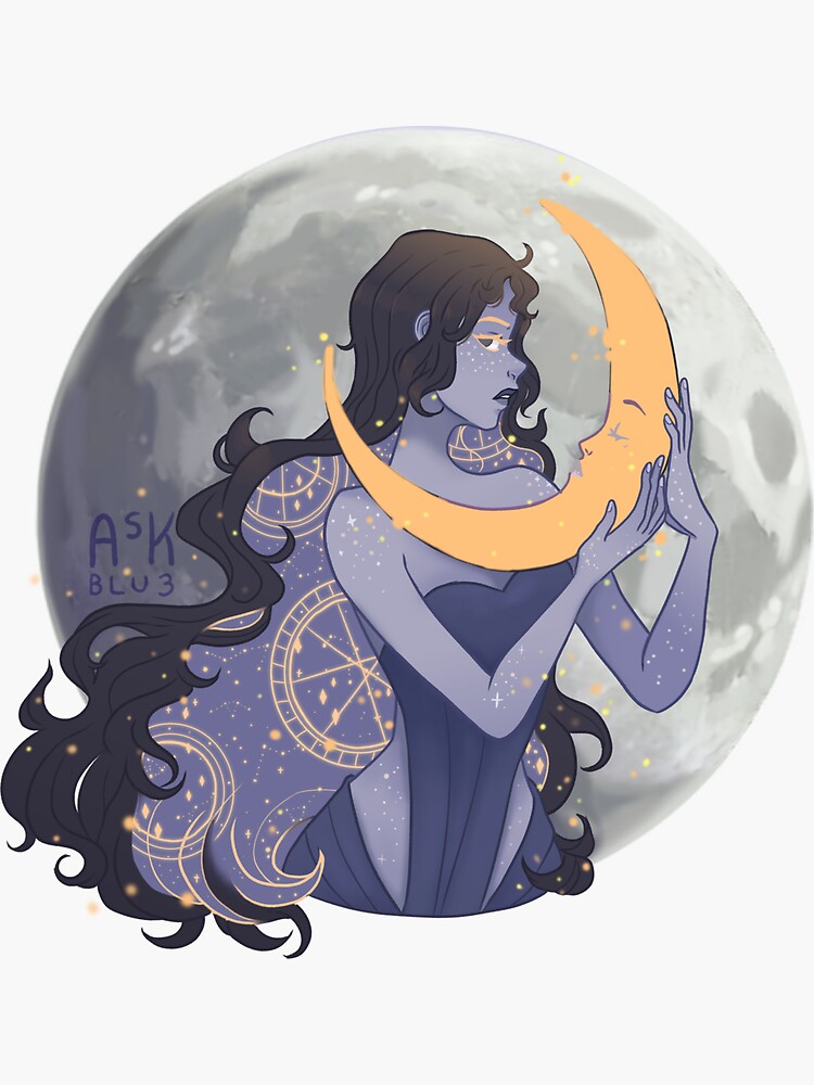 "Moon lady" Sticker by AskBlu3 | Redbubble