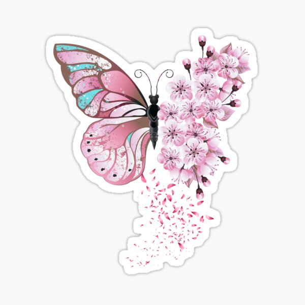 "Floral Pink Butterfly" Sticker for Sale by HappyLifeCreate | Redbubble
