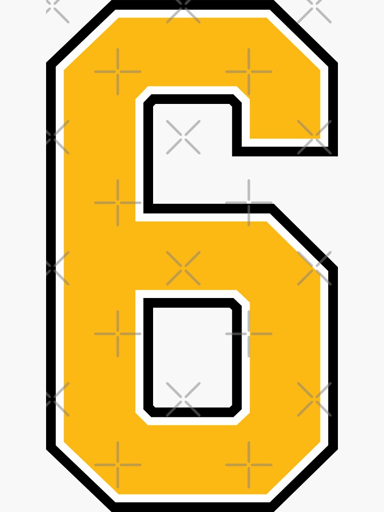 "Yellow Number 6 lucky sports jersey six" Sticker by HeavyStyle | Redbubble