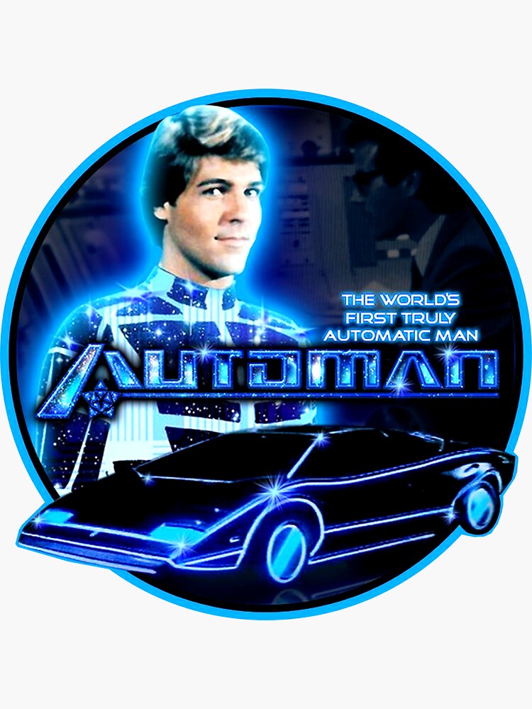 Pegatina «Automan - Serie 80 - Ilustración» de animacionjec | Redbubble