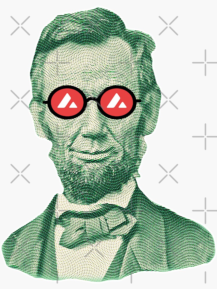 "Abraham Lincoln Avalanche Avax Logo Avalanche AVAX" Sticker by NFT ...