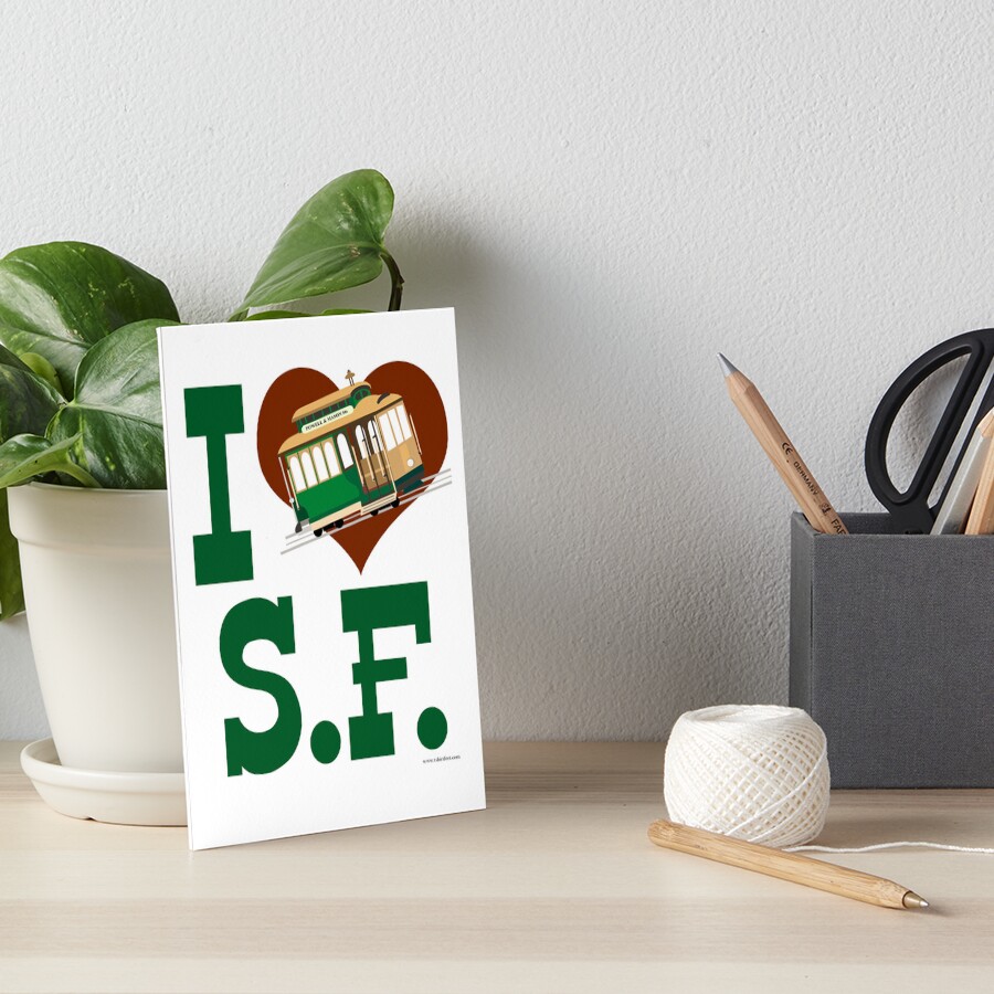 "I Love SF Cable Car Heart Logo" Art Board Print by mytshirtfort ...