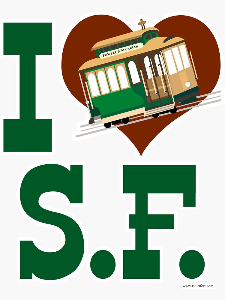 "I Love SF Cable Car Heart Logo" Sticker by mytshirtfort | Redbubble