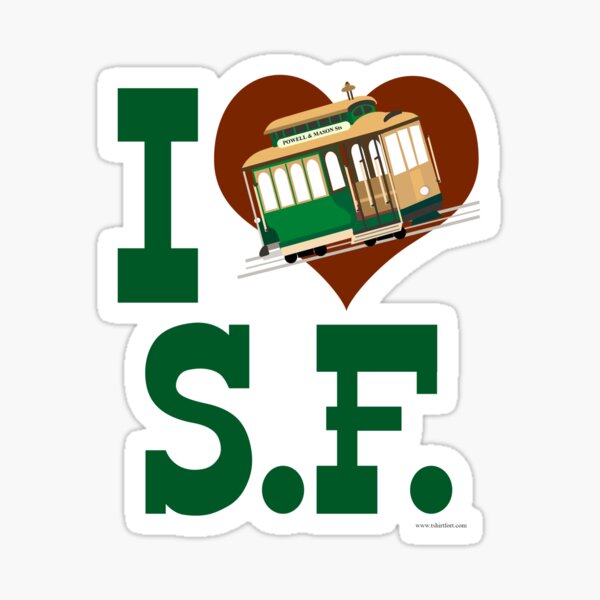"I Love SF Cable Car Heart Logo" Sticker by mytshirtfort | Redbubble