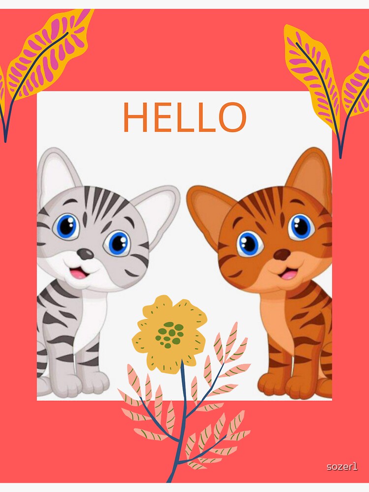 "HELLO CATS" Sticker for Sale by sozer1 | Redbubble