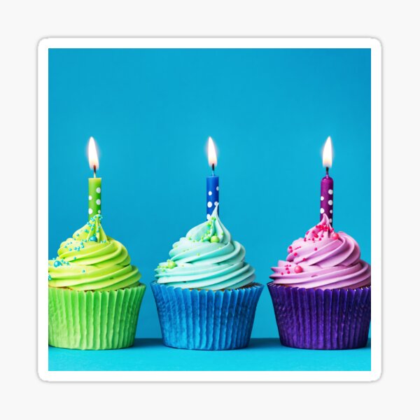 "blue birthday cupcake " Sticker by jjnows42 | Redbubble