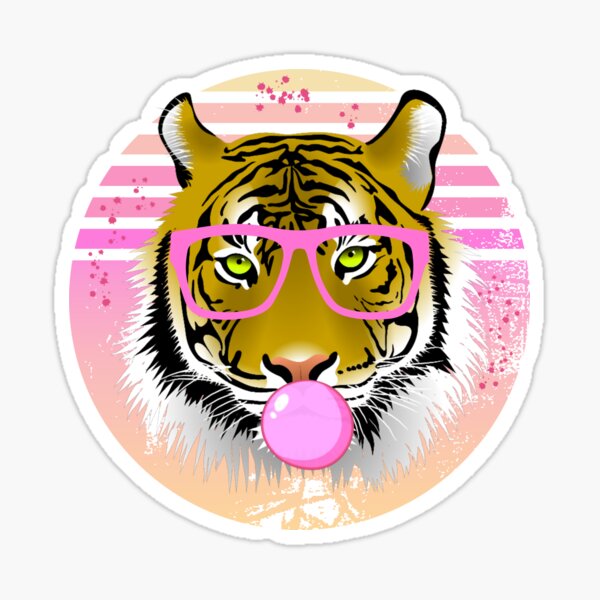 "Tiger blowing bubble" Sticker for Sale by Tonickay | Redbubble