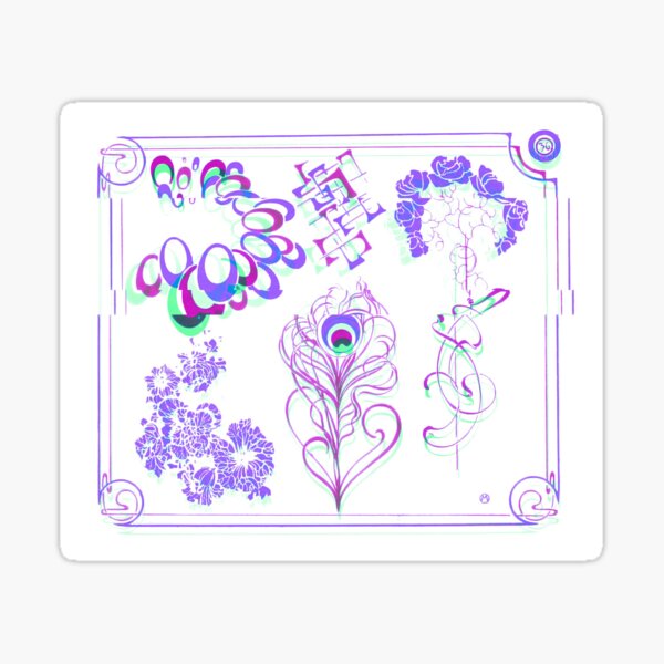 "Purple Glitch Art Nouveau Symbols" Sticker for Sale by BioDigital-Jazz ...
