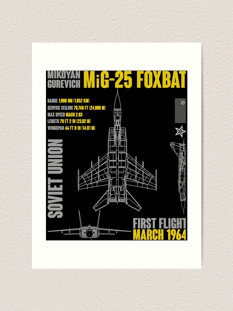 "Vintage Retro Mikoyan-Gurevich Mig-25 Foxbat Gifts Best Men" Art Print ...