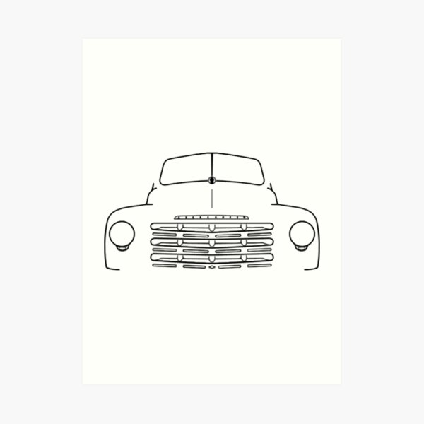 "Studebaker 2R5 classic 1950s pickup truck black outline graphic" Art ...