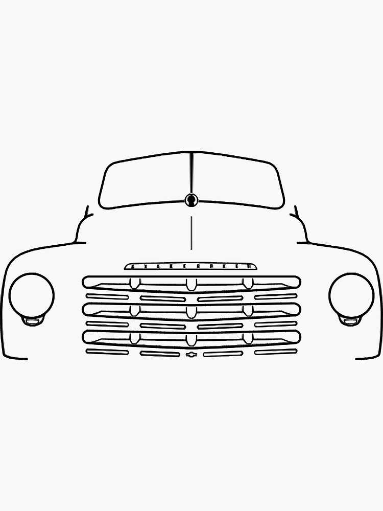 "Studebaker 2R5 classic 1950s pickup truck black outline graphic ...