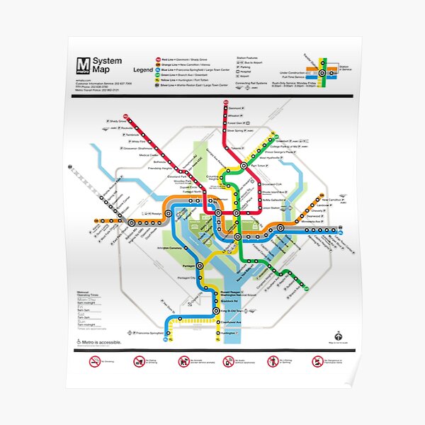 "Washington DC Metro Map Silver Line" Poster for Sale by LovakiTarebio ...