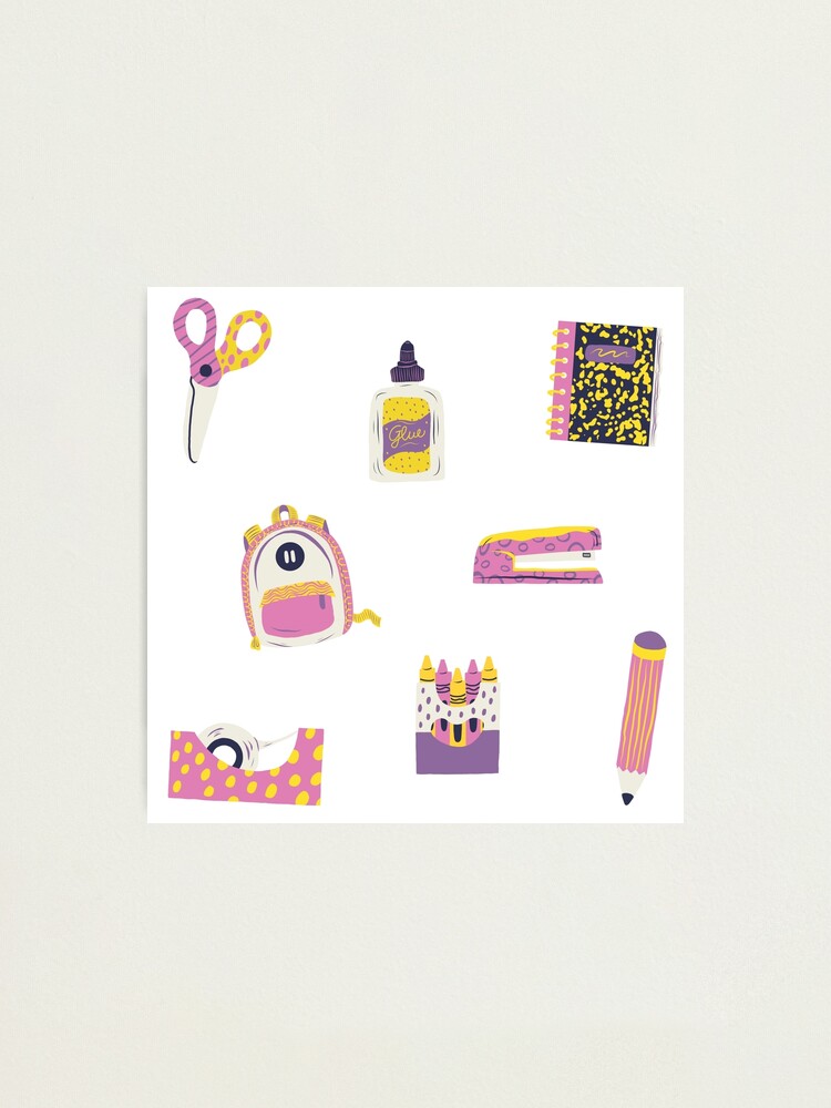 Lámina fotográfica «Kawaii Back To School Notebook Pencil Stuff Pack #3 ...