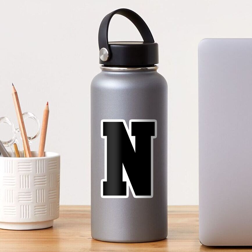"Alphabet, Black N, Sports letter N" Sticker by TheCultStuff | Redbubble