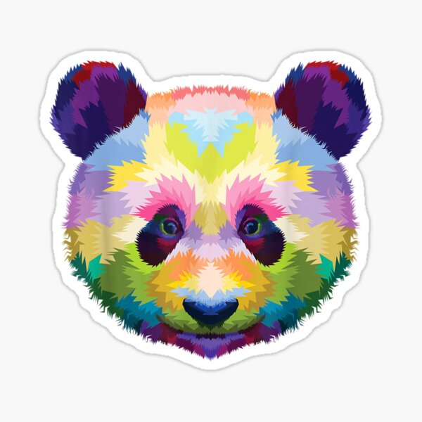 "Cute Pandas head Colorful Artistic Geometric Panda Lover" Sticker by ...
