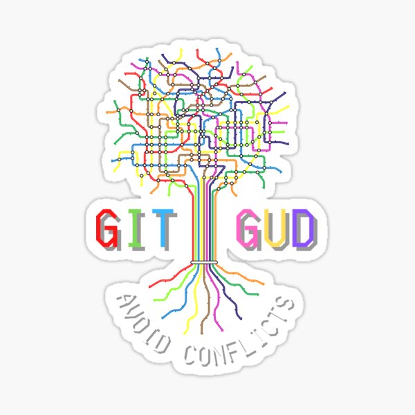 Git Gud Avoid Conflicts Funny Source Code Repository Tree Design For Programmers Sticker For 