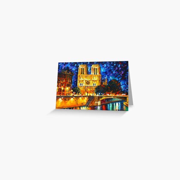 "NOTRE DAME DE PARIS - Leonid Afremov CITYSCAPE" Greeting Card for Sale ...