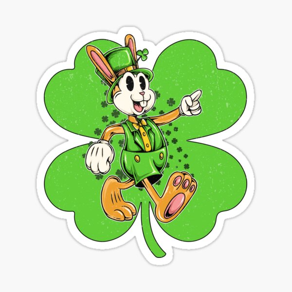 "Irish Rabbit Bunny Cute St Patricks Day Shamrock Women" Sticker by ...