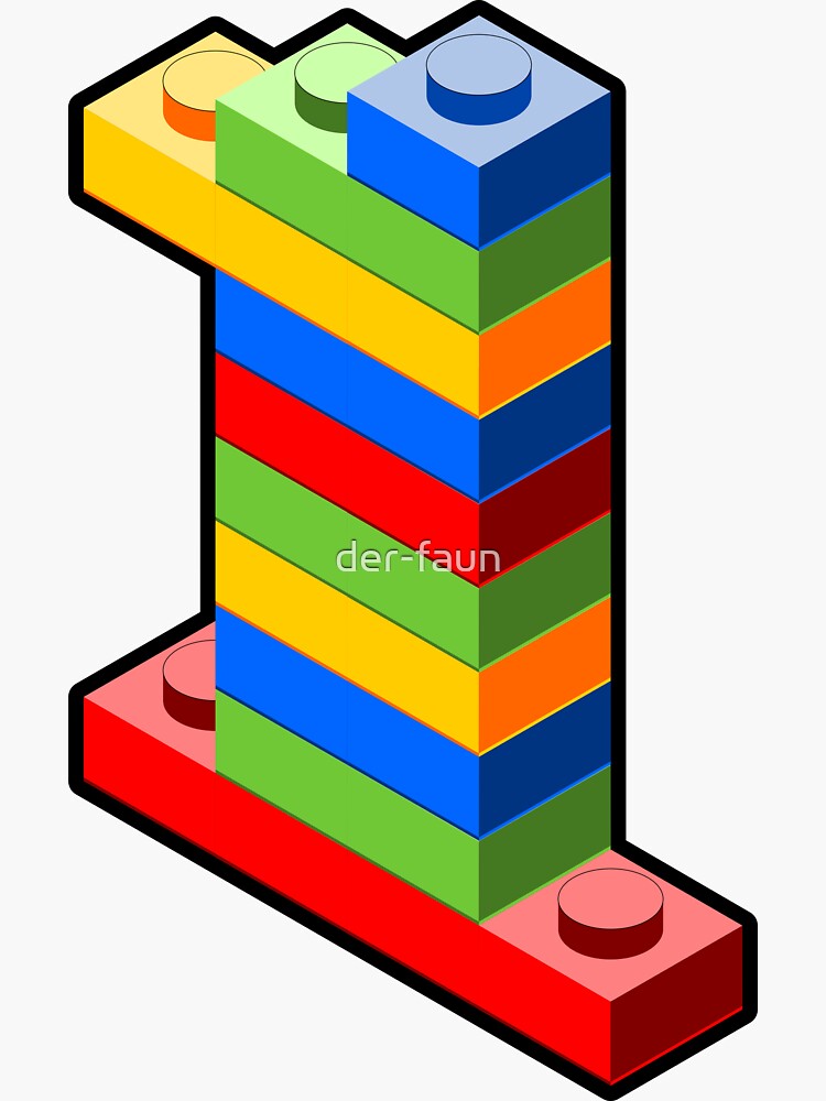 "Number 1 Number 1 - block building block" Sticker for Sale by der-faun ...