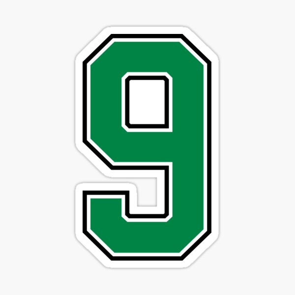 "9 number, green lucky sports nine" Sticker by ArtIsParty | Redbubble