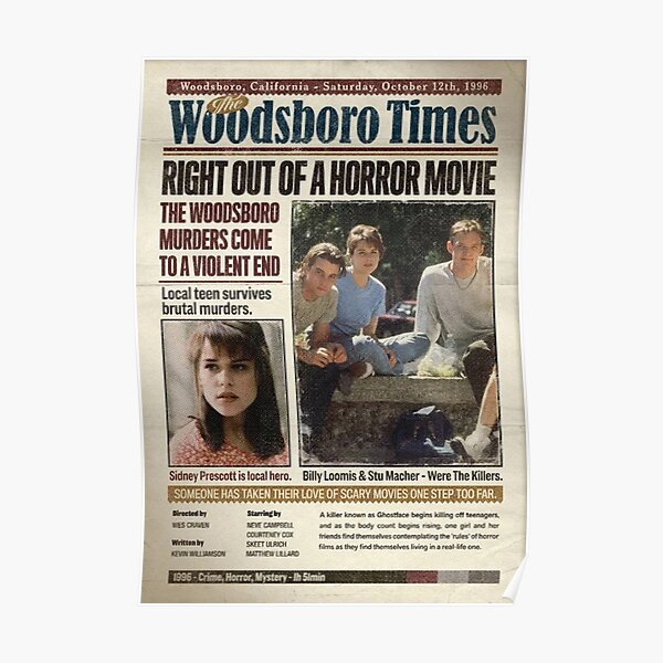 "Scream Woodsboro Newspaper" Poster by 47leondresner | Redbubble