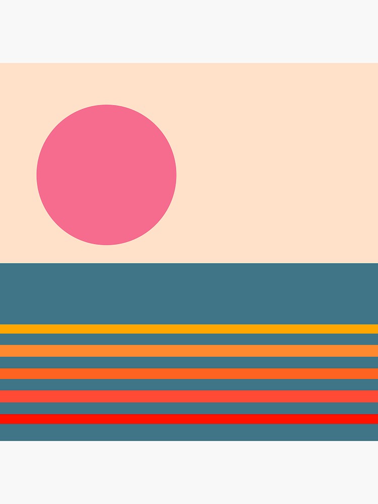"Turquoise Red Pink Colorful Retro Stripes - Abstract Sunset" Sticker ...