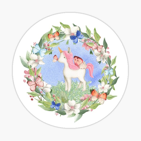 "Butterfly Kisses - A watercolour fairy unicorn, flowers and ...