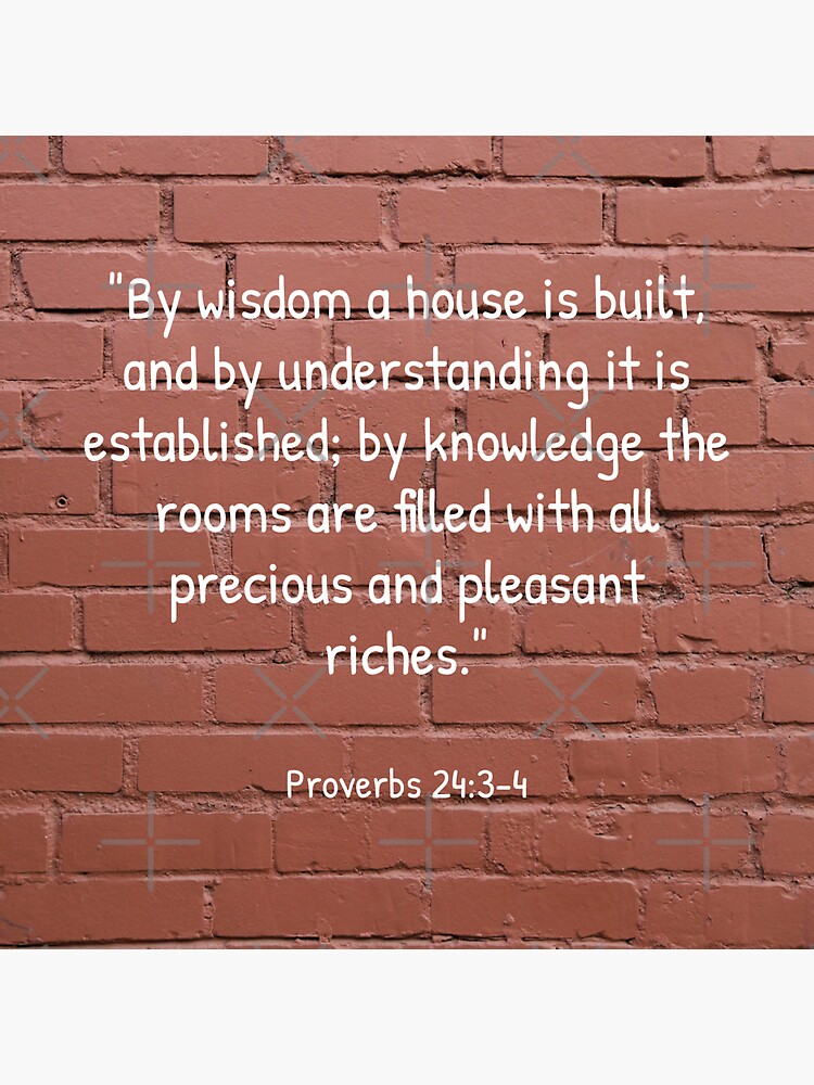 "Proverbs 24:3-4 Wisdom Understanding Knowledge Bible Verse" Sticker by ...