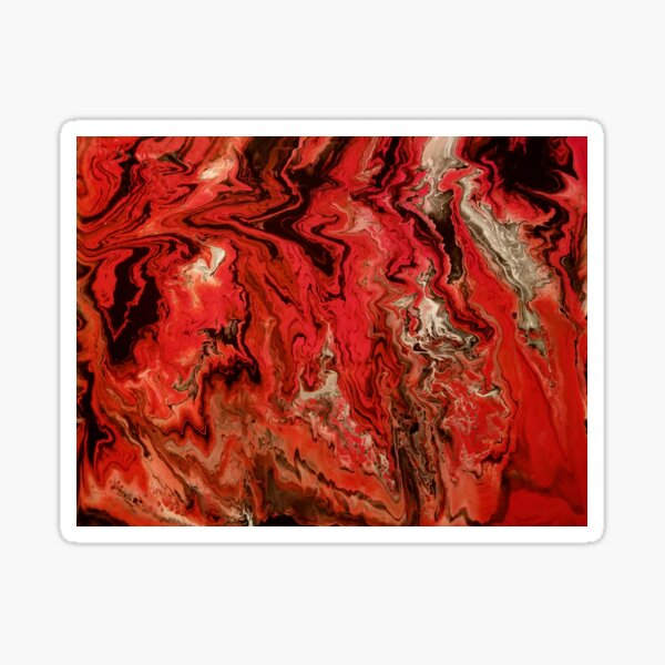 ""Magma Swirls" Red, black, and white pour painting" Sticker by ...
