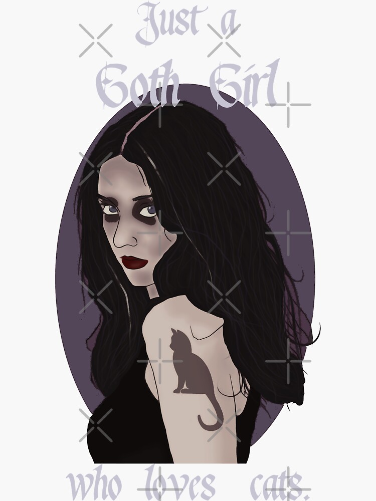 "Goth Girl, Cats, Gothic, Magic, Halloween" Sticker for Sale by ...