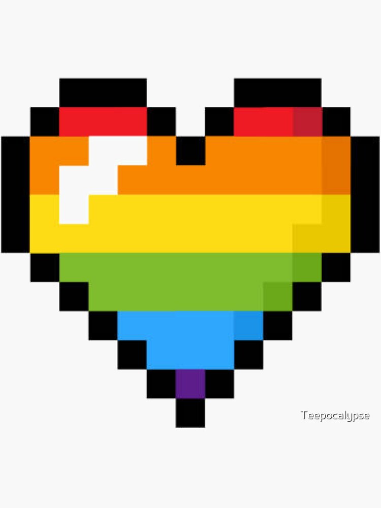 "Pixelated Rainbow Heart" Sticker for Sale by Teepocalypse | Redbubble