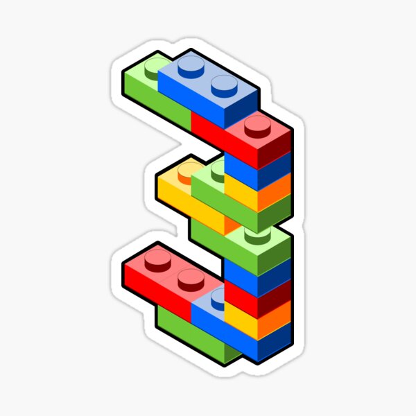 "Number 3 number 3 - block building block" Sticker by der-faun | Redbubble
