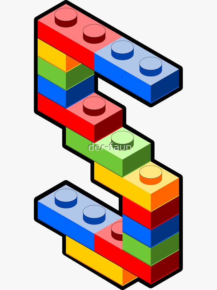 "5 number 5 - block building block" Sticker by der-faun | Redbubble
