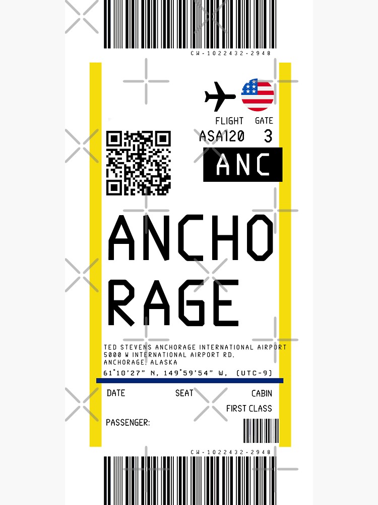 "Anchorage Airport (ANC) Boarding Pass rickrolled" Sticker by mamahao ...