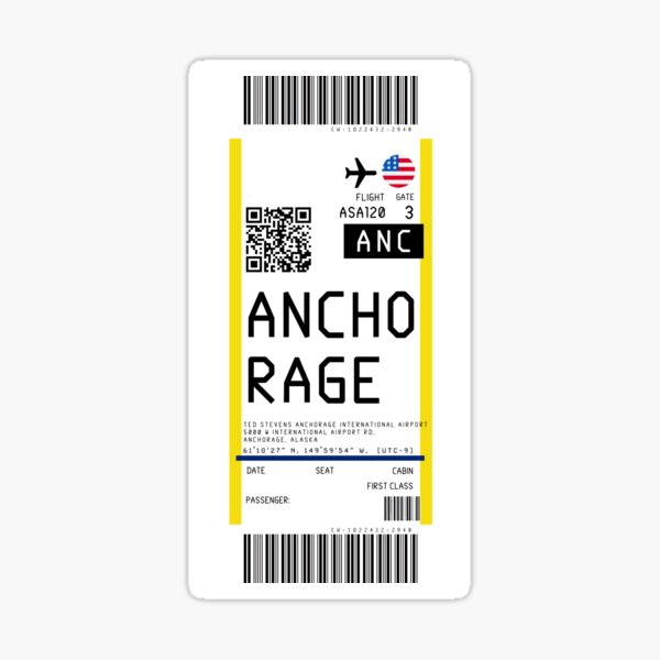 "Anchorage Airport (ANC) Boarding Pass rickrolled" Sticker by mamahao ...