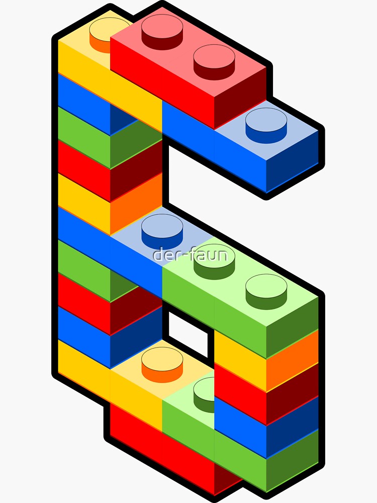 "Number 6 number six - block building block" Sticker by der-faun ...