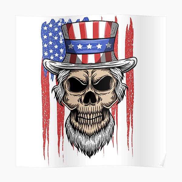 "Skull with usa flag uncle sam " Poster for Sale by GabrielWorld ...