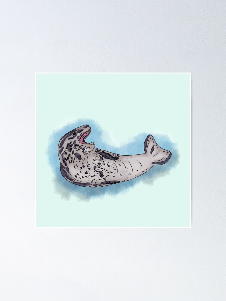 "Leopard Seal Cartoon" Poster for Sale by EvieVictoria | Redbubble