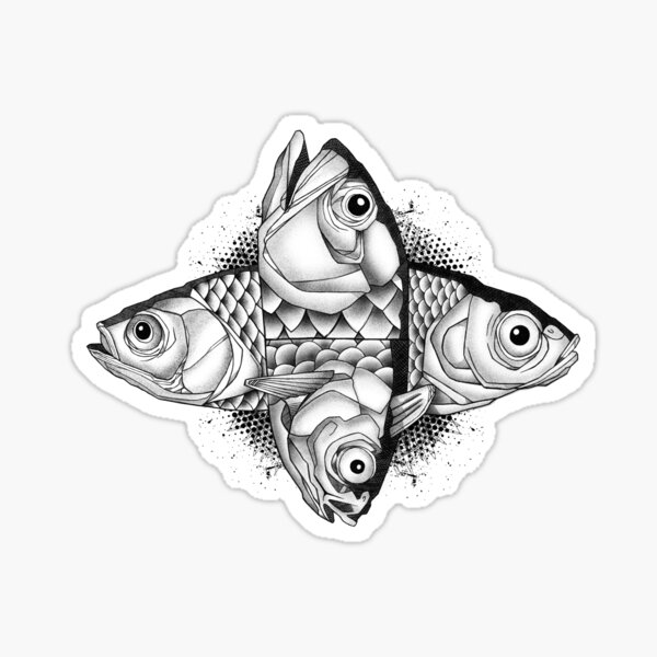 "fish four sides" Sticker by vallebdesign | Redbubble