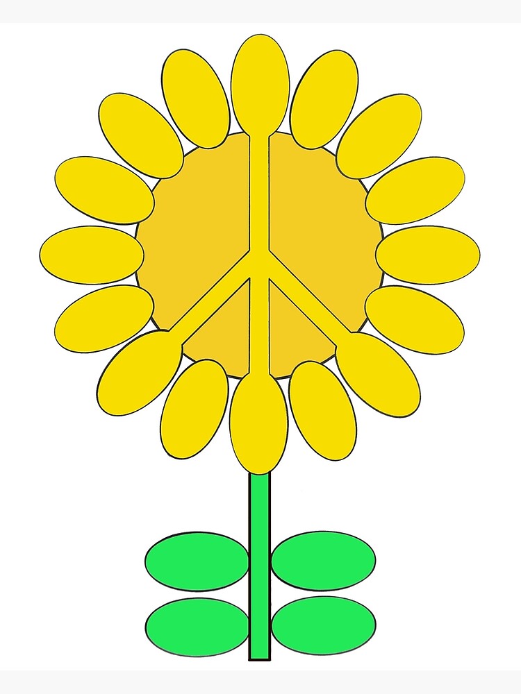 Póster «Margarita de los años 60 con el signo de la paz... coloreada ...