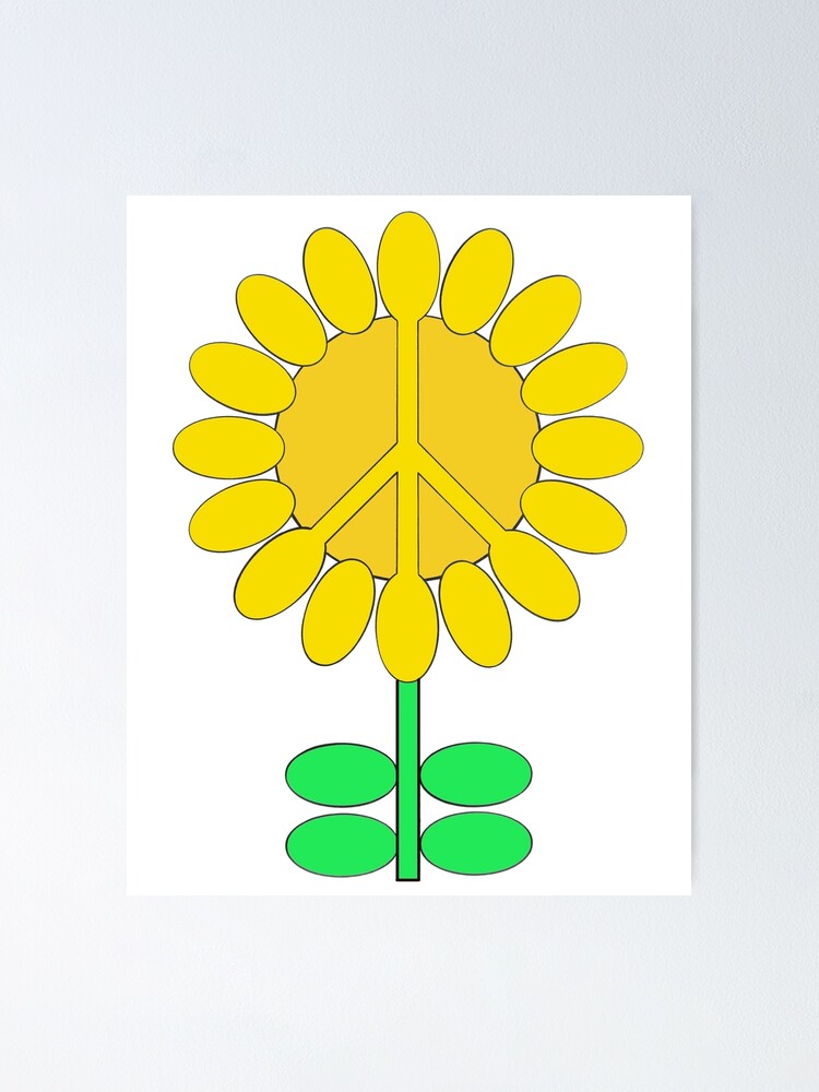 Póster «Margarita de los años 60 con el signo de la paz... coloreada ...