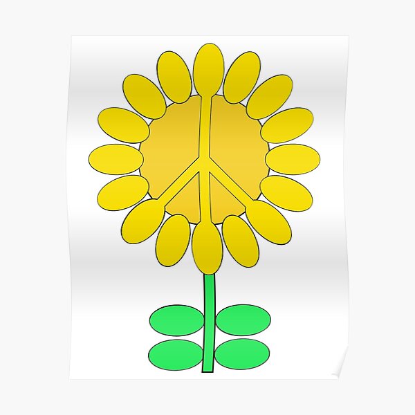 Póster «Margarita de los años 60 con el signo de la paz... coloreada ...