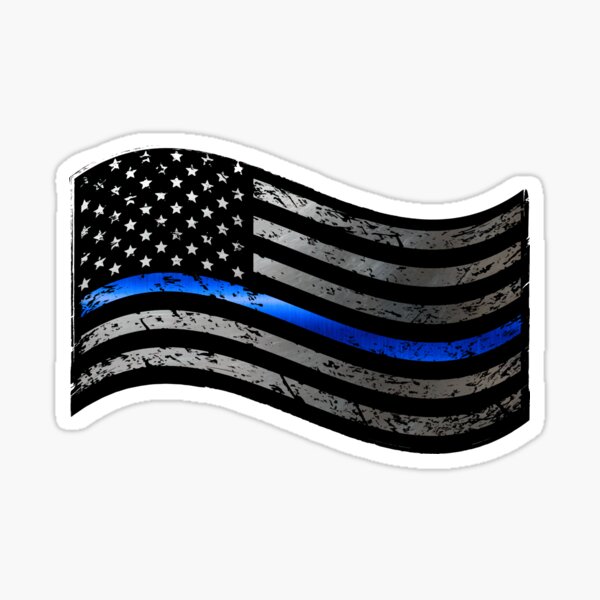 "Wavy Thin Blue Line American Flag. " Sticker for Sale by artistwill ...